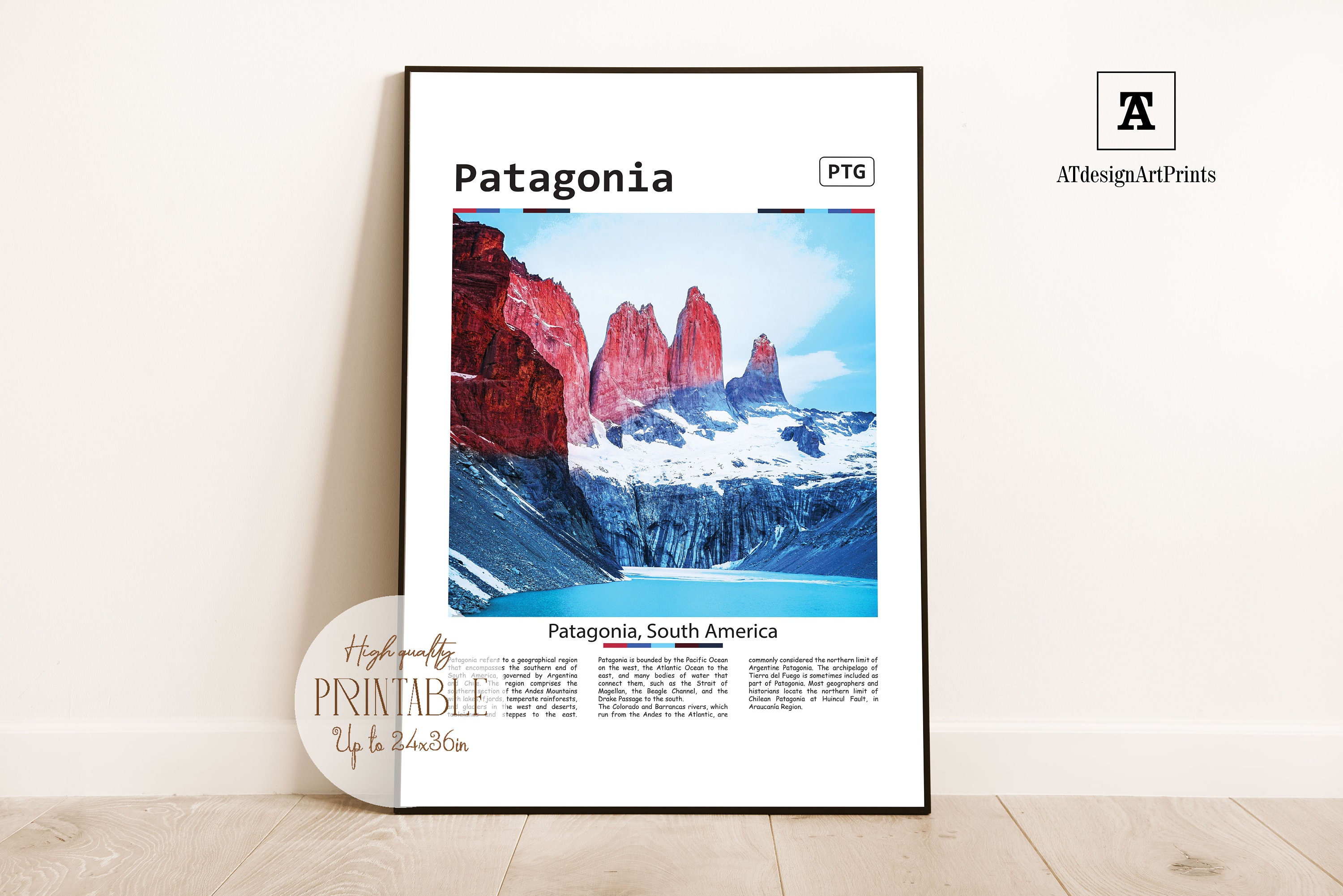 Patagonia Print, Patagonia Poster, Patagonia Chile, Chile Travel Poster ...