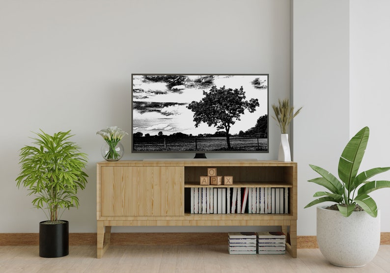 Samsung Frame Tv Art 4k, Black and White Tree Lanscape Tv Frame Art - Etsy