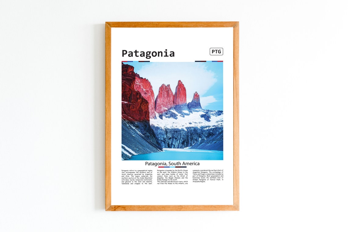 Patagonia Print, Patagonia Poster, Patagonia Chile, Chile Travel Poster ...