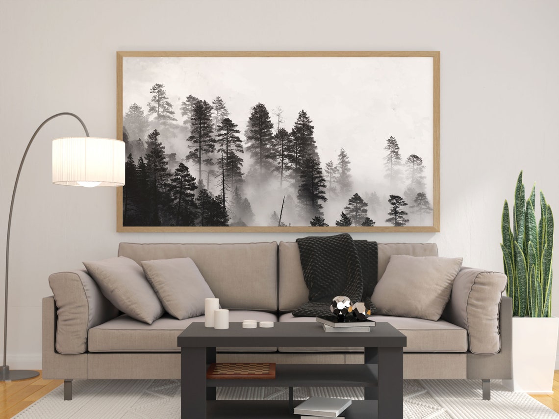 Forest Wall Art Canvas Forest Tree Art Prints Forest River Painting ...