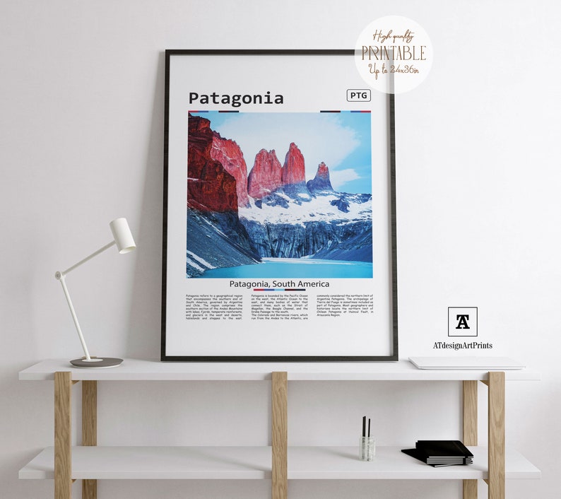 Patagonia Print, Patagonia Poster, Patagonia Chile, Chile Travel Poster ...
