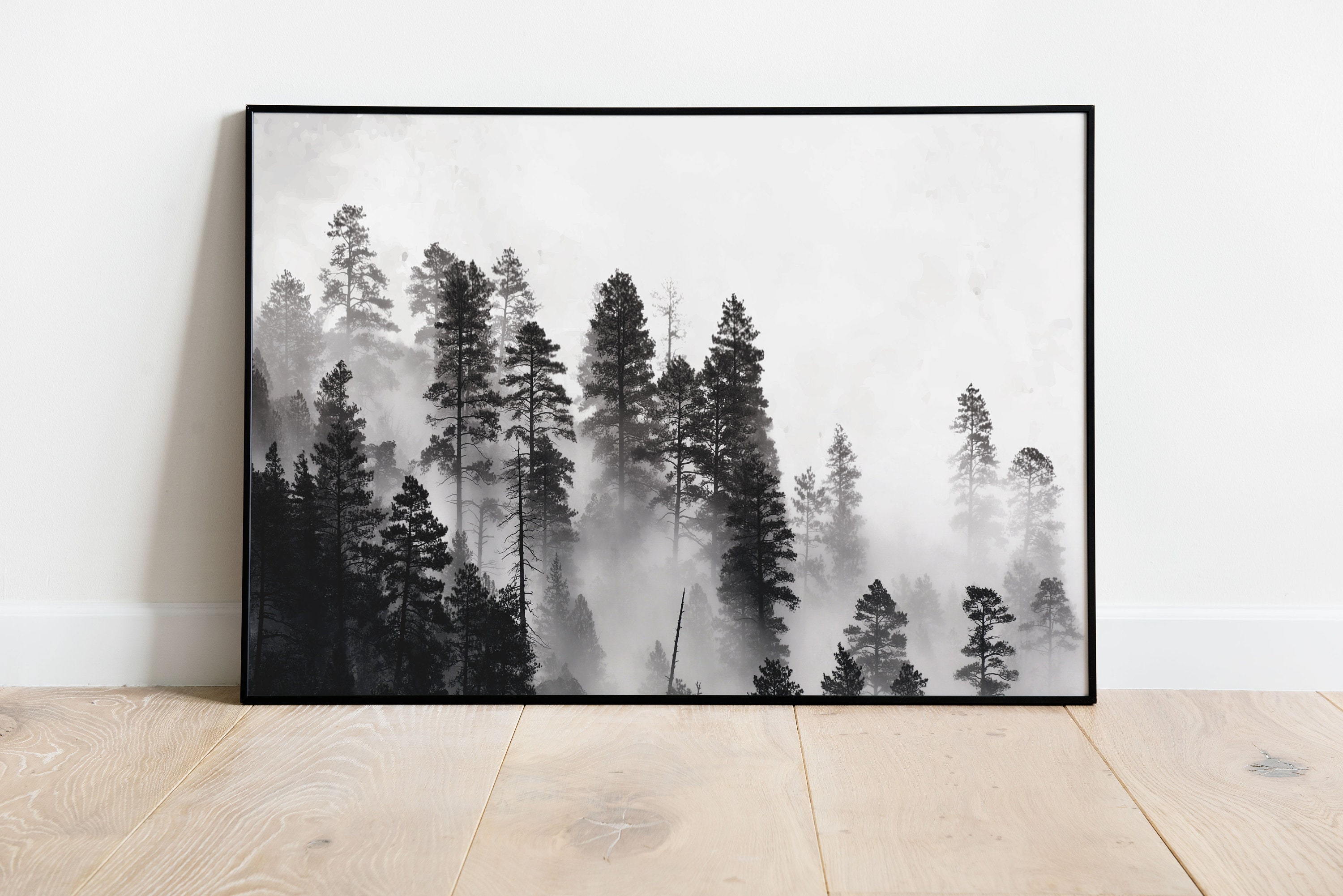 Forest Wall Art Canvas Forest Tree Art Prints Forest River Painting ...