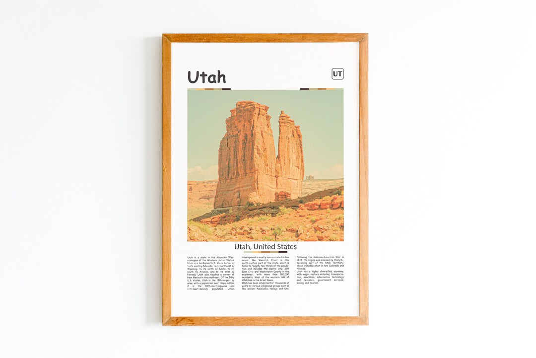 Utah Poster, Utah Print, Utah Wall Art, Utah Art Print, Utah Photo ...