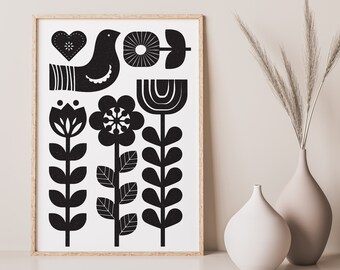 Black White Folk Art - Etsy