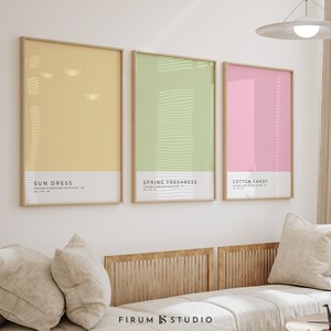 Color Block Prints, 3 Piece Wall Art, Downloadable Art, Danish Pastel ...
