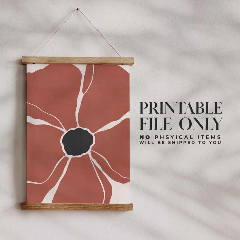 Red Poppy Print Printable Art Earth Tones Print Floral | Etsy