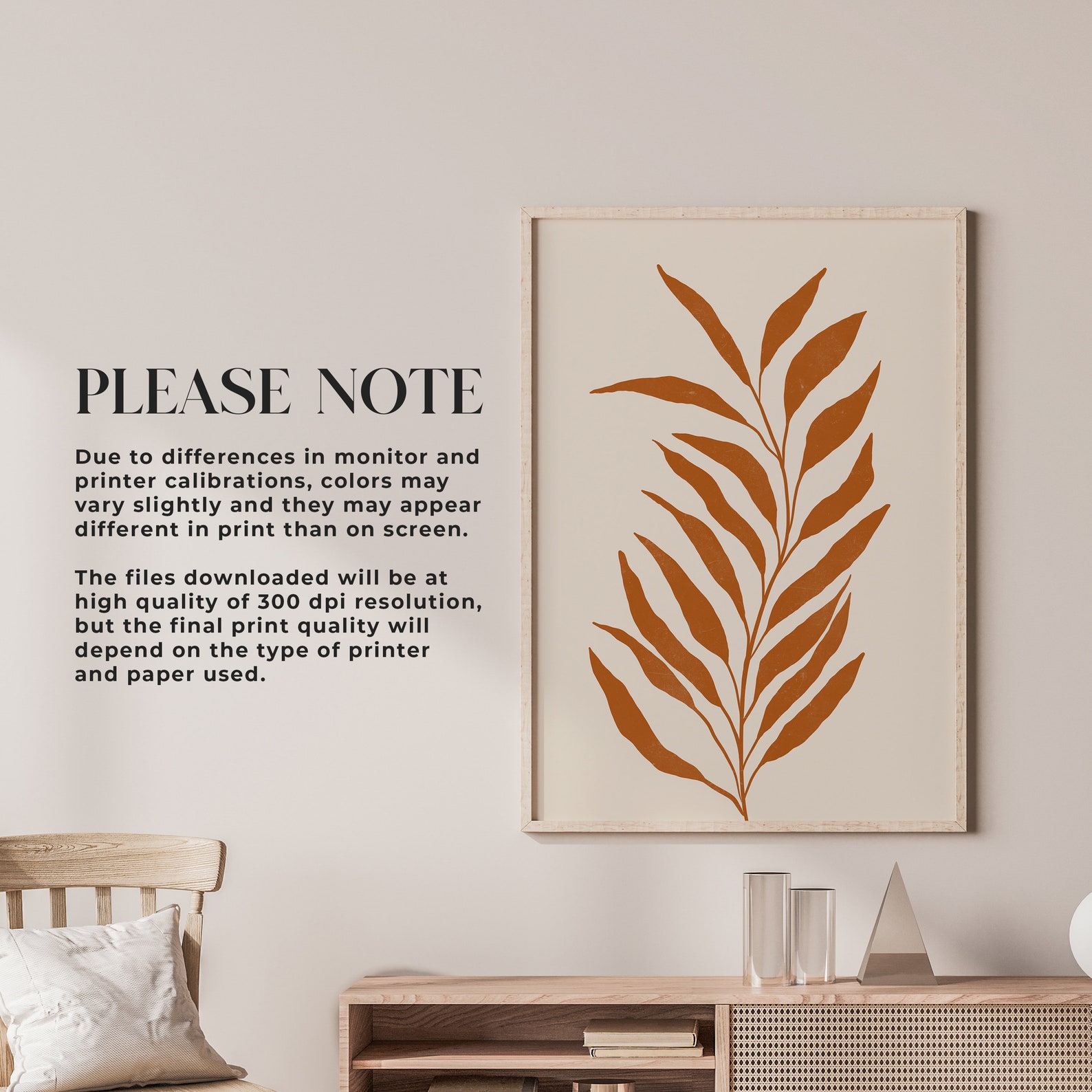 Leaves Drawing Burnt Orange Print Downloadable Art Boho | Etsy