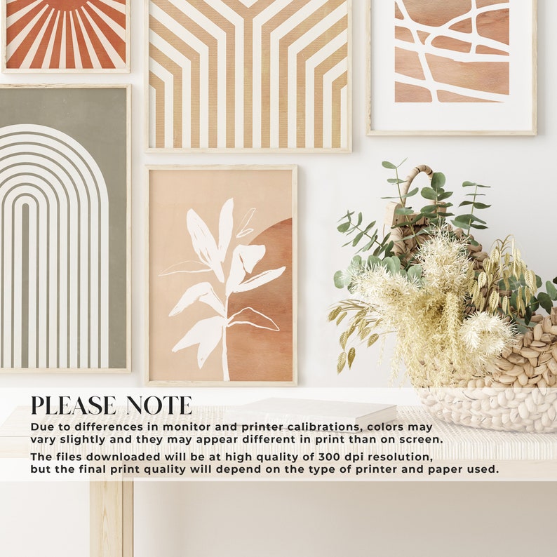 Set of 6 Boho Earth Tones Wall Art Instant Download Abstract - Etsy