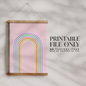 Retro Rainbow Poster Pink Wall Dorm Décor Downloadable Art - Etsy