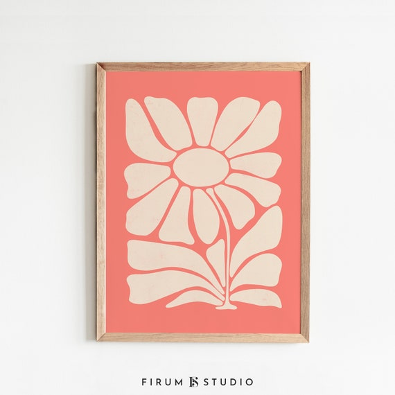 Red Botanical Art Floral Illustration Colorful Wall Art - Etsy
