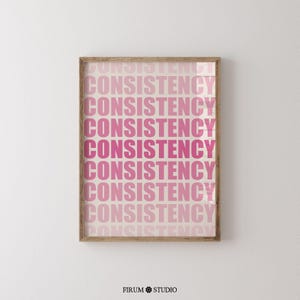 Consistency Downloadable Pink Fitness Wall Art, Cute Pink Minimalist ...