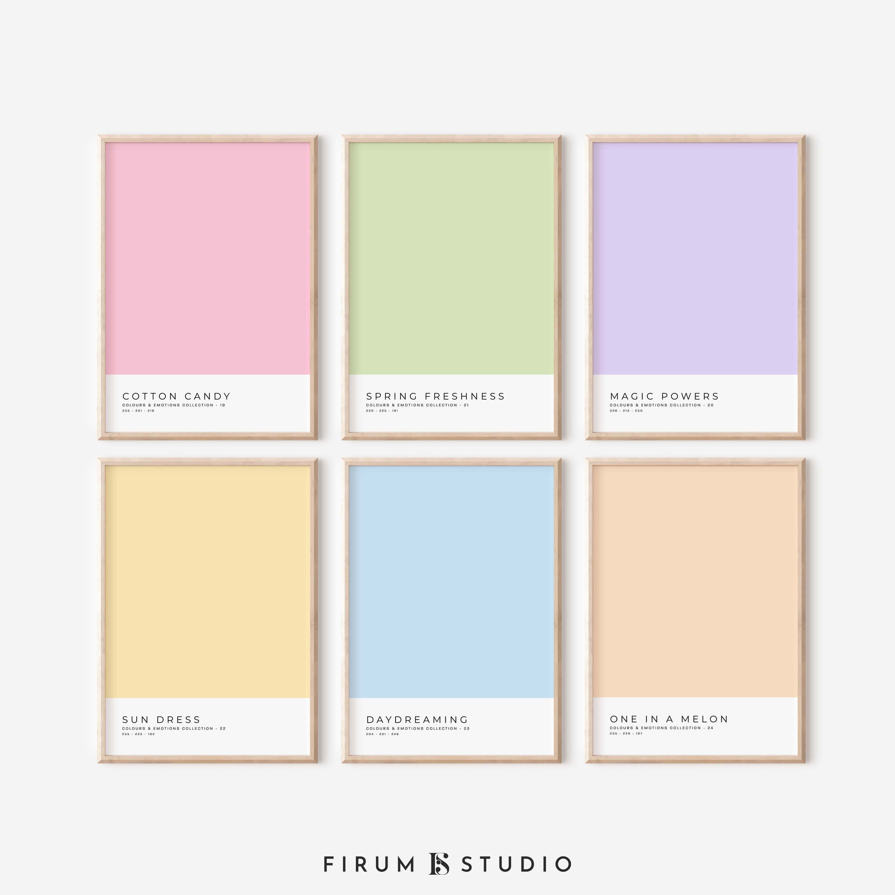 Pastel Gallery Wall Colour Block Art Set of 6 Digital - Etsy
