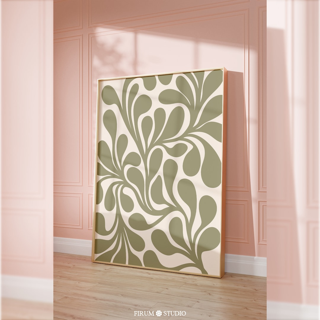 Sage Green Abstract Botanical Art Print, Organic Botanical Printable ...