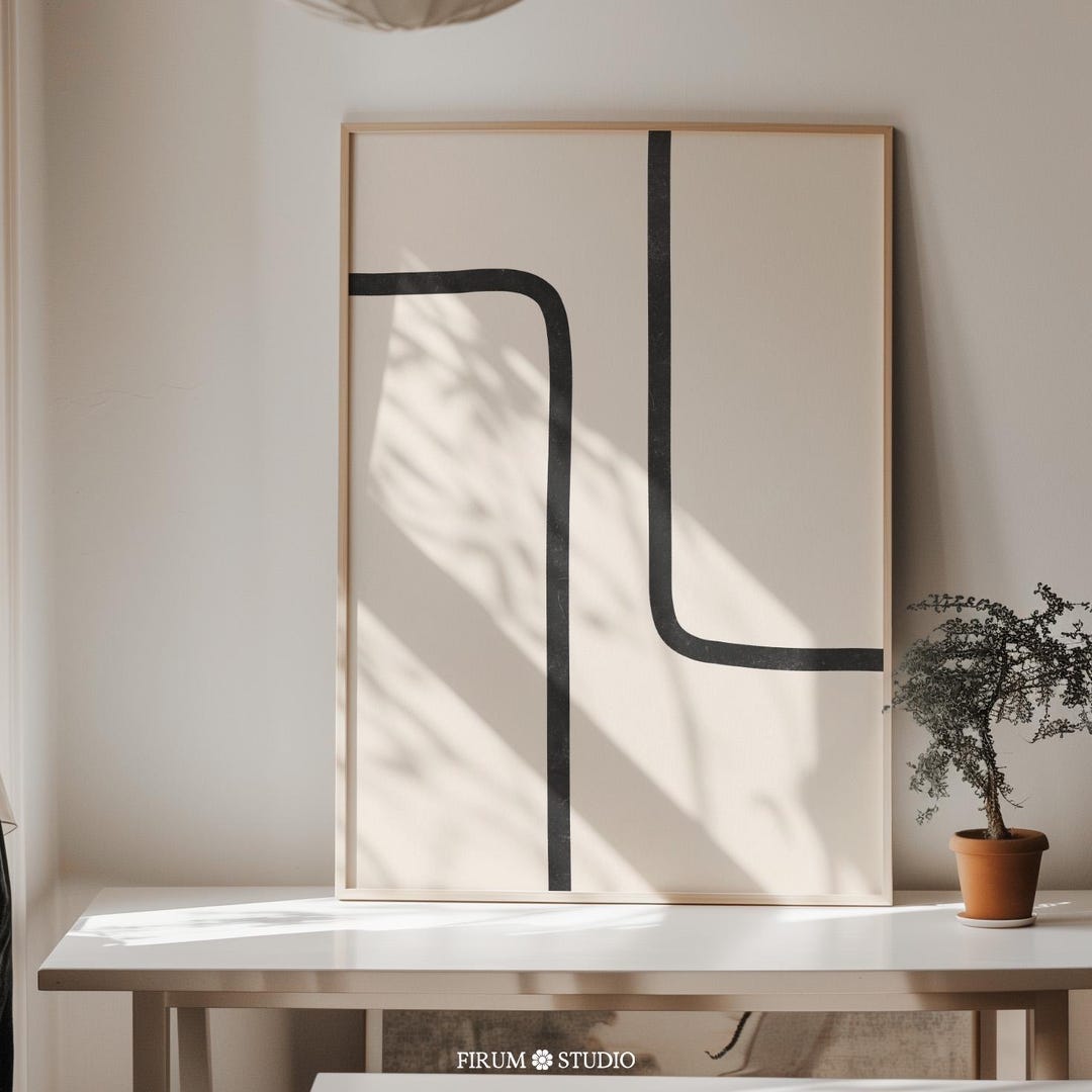 Neutral Minimalist Lines Printable Wall Art, Abstract Line Art, Minimal ...