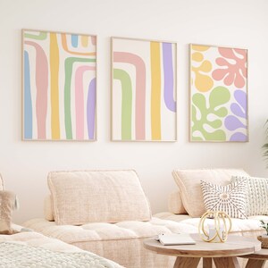 Set of 3 Prints, Danish Pastel Art, Digital Download, Boho Gallery Set ...