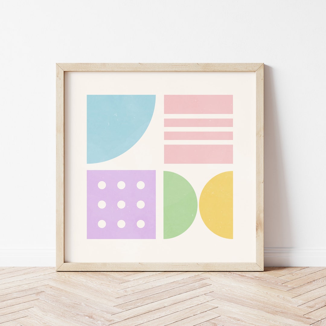 Geometric Shapes, Danish Pastel Decor, Bauhaus Poster, Mid Century ...