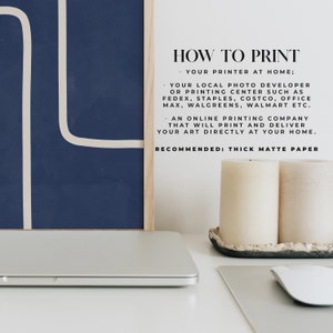 Navy Blue Wall Art, Minimalist Lines Art, Downloadable Print, Mid ...