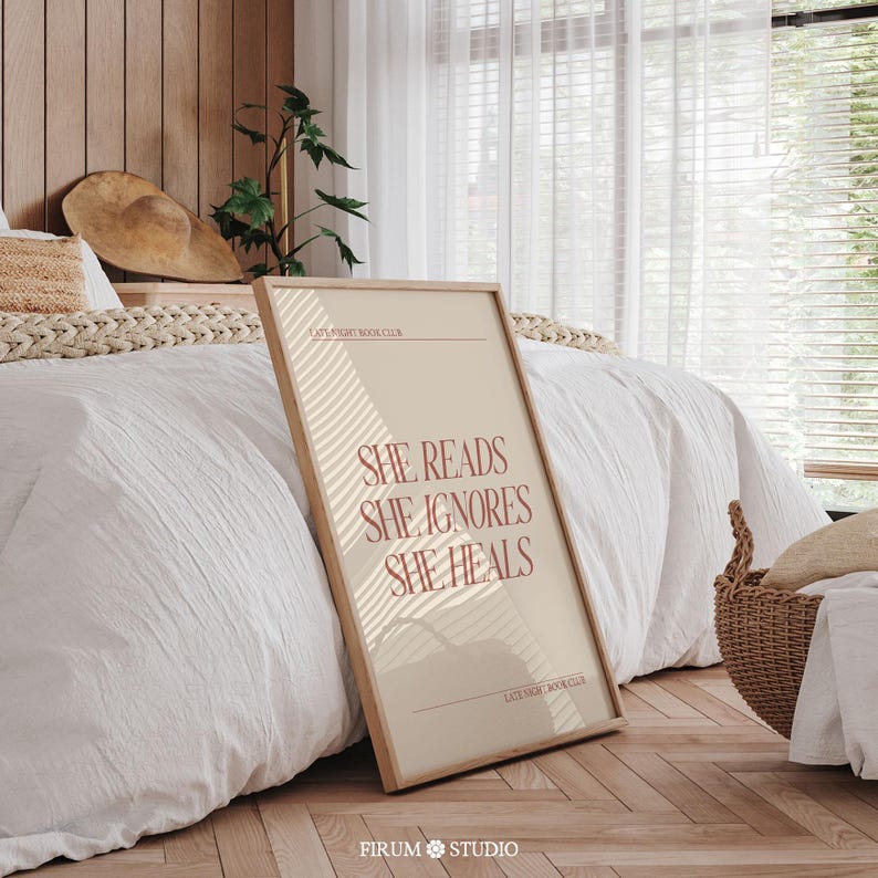 Quadro de parede imprimível "Ela Lê" – Citação literária inspiradora ...