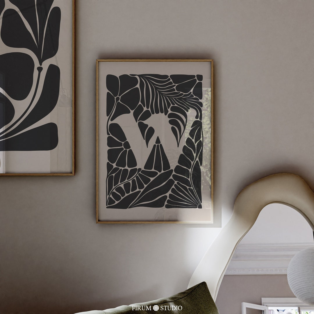 Letter W Downloadable Art Print, Monogram Art Print, Abstract Floral ...