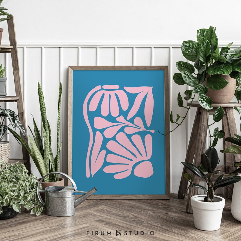 Blue Pink Wall Art Bright Colorful Art Digital Print - Etsy