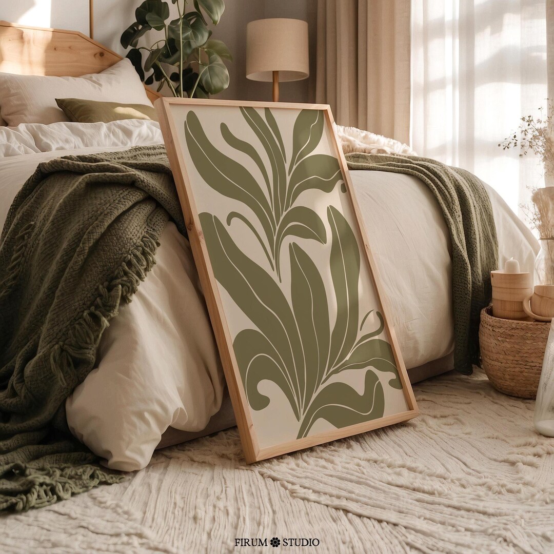 Muted Green Abstract Botanical Printable Art - Modern Rustic Print for ...