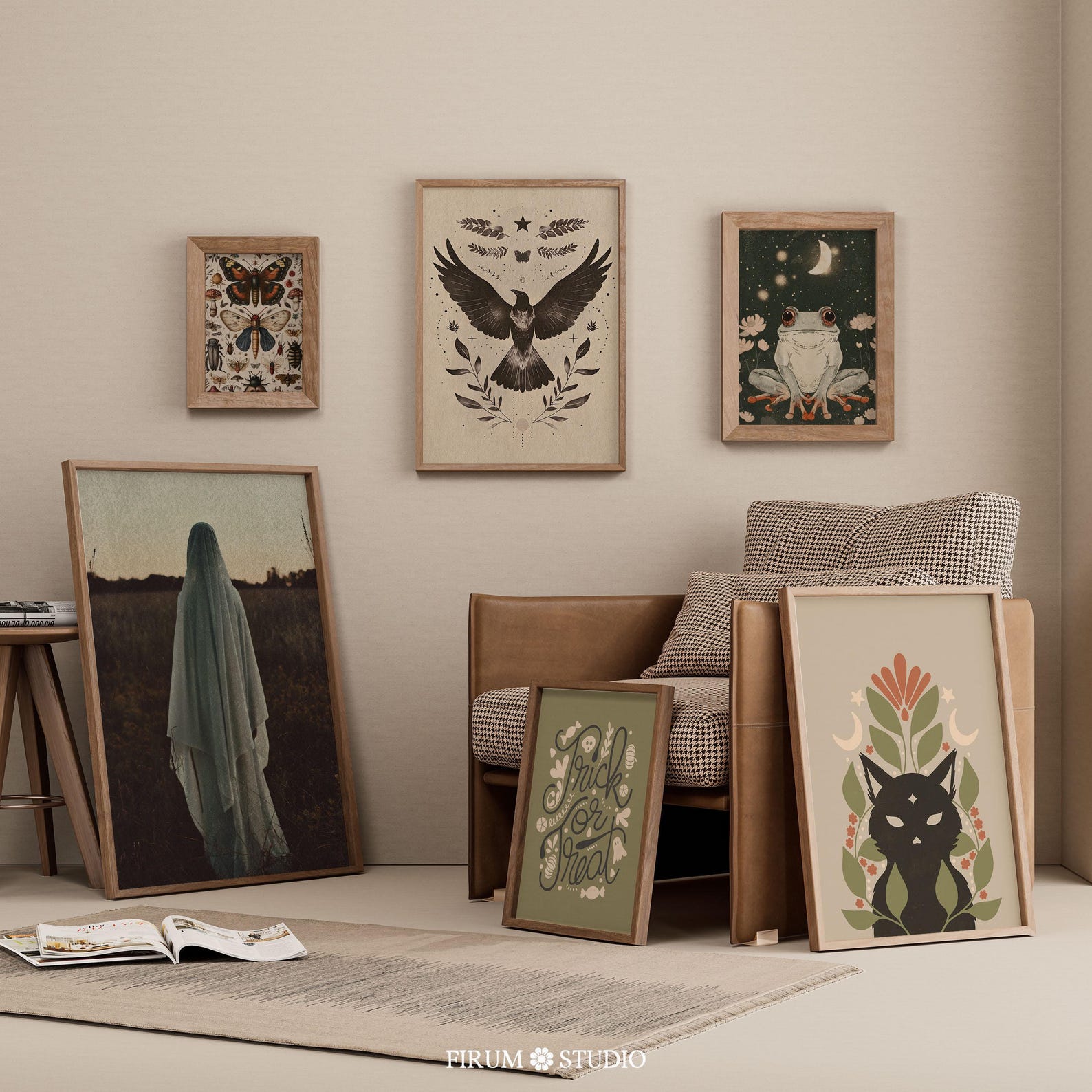 Eclectic Halloween Set of 6 Downloadable Art Prints, Modern Witch Wall ...