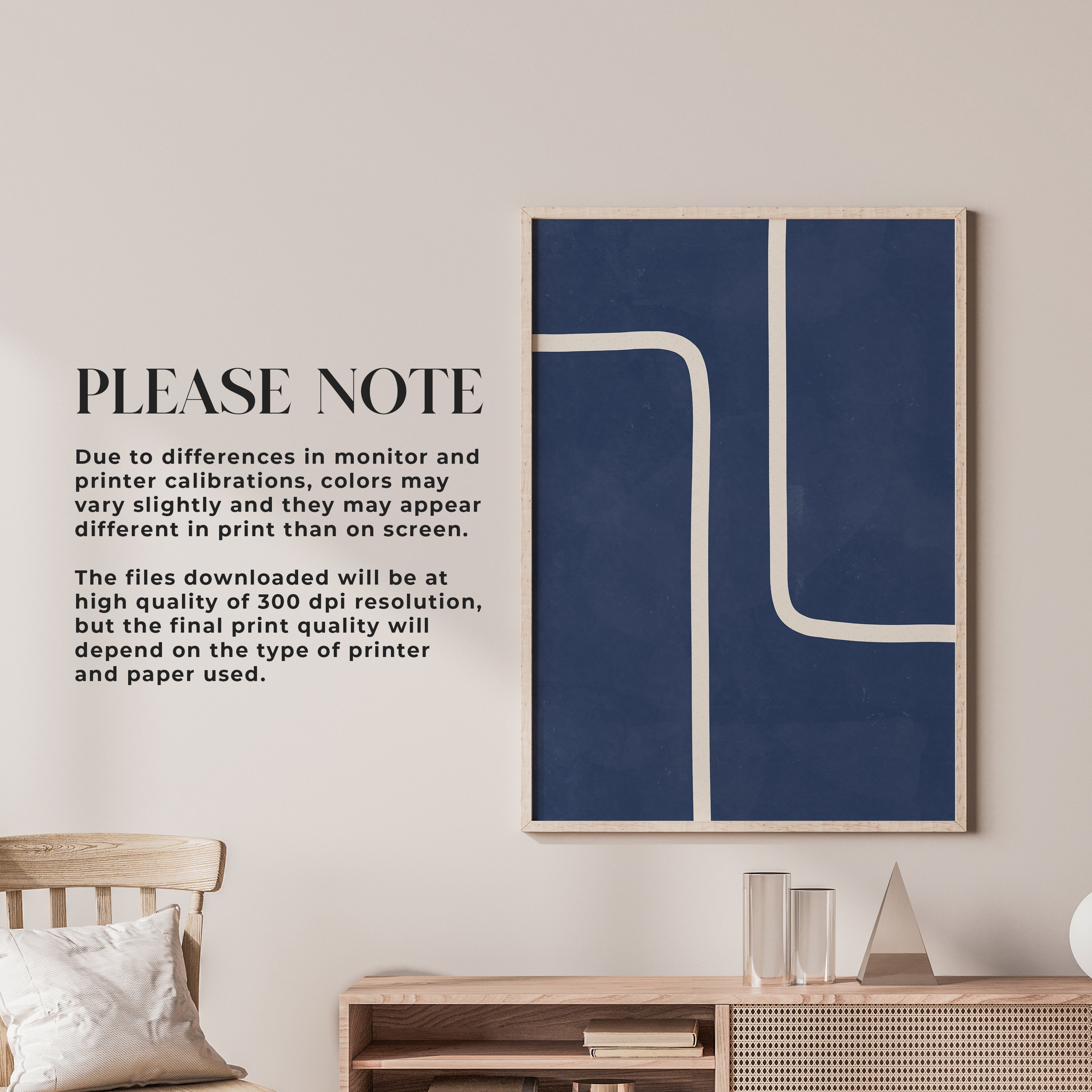 Navy Blue Wall Art Minimalist Lines Art Downloadable Print | Etsy