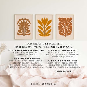 Terracotta Prints, 3 Piece Wall Art, Digital Download, Boho Botanical ...