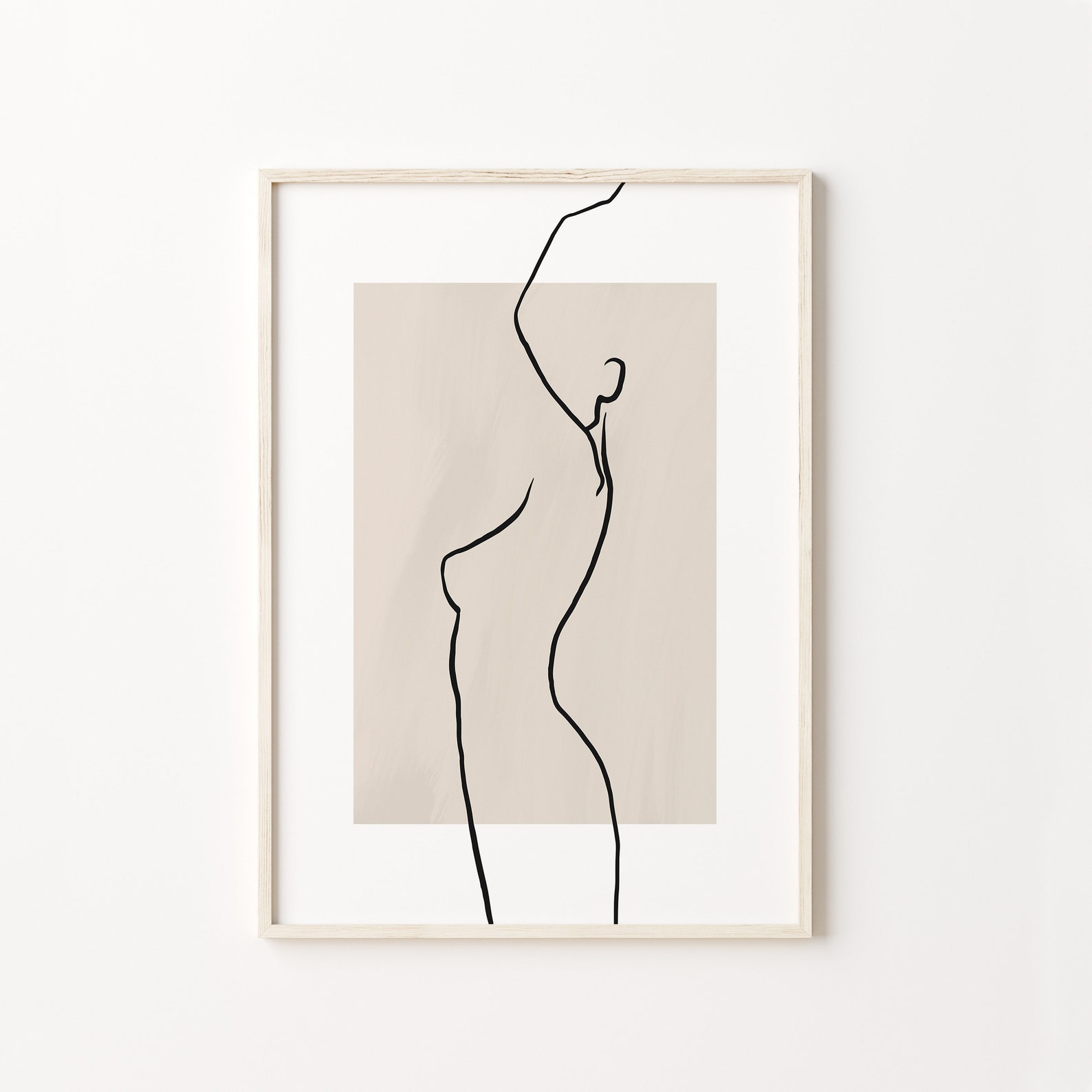 Woman Body Line Art Beige Printable Art Line Drawing Print - Etsy
