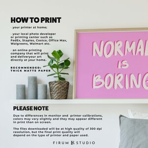 Normal is Boring Pink Printable Y2k Art Print 1998 Horizontal ...