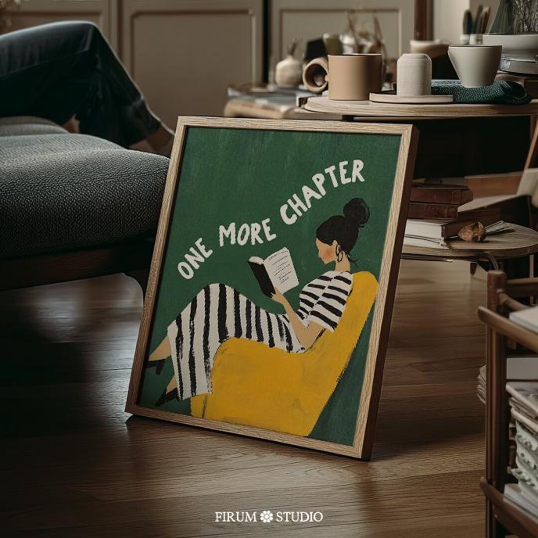 Colorful Book Lover Printable Art, Maximalist Reading Nook Decor, One ...