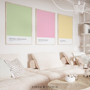Color Block Prints, 3 Piece Wall Art, Downloadable Art, Danish Pastel ...