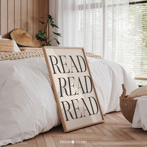 Minimalist Reading Corner Downloadable Art Poster, Modern Library Art ...