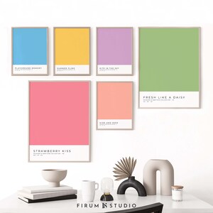 Bright Wall Art Set, 6 Piece Wall Art, Colour Block Art Set, Digital ...