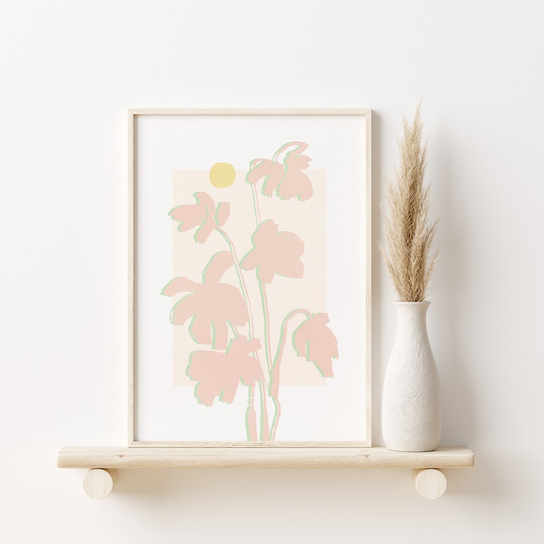 Flowers Poster, Danish Pastel Decor, Downloadable Print, Flowers Line ...