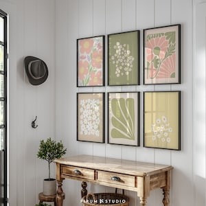 Boho Pastel Gallery Set of 6, Art Prints Download, Flowers Gallery Set ...