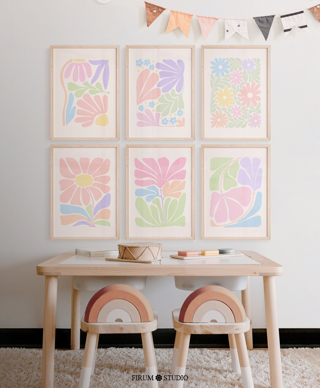 Pastel Abstract Floral Set of 6 Downloadable Prints, Danish Pastel ...