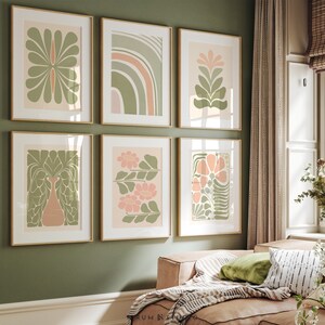 Sage Green and Blush Boho Style Set of 8 Digital Prints, Abstract ...