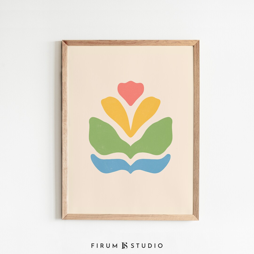 Bright Colorful Art, Mid Century Modern, Abstract Botanical, Printable ...