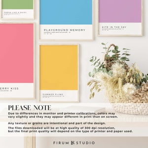 Bright Wall Art Set, 6 Piece Wall Art, Colour Block Art Set, Digital ...