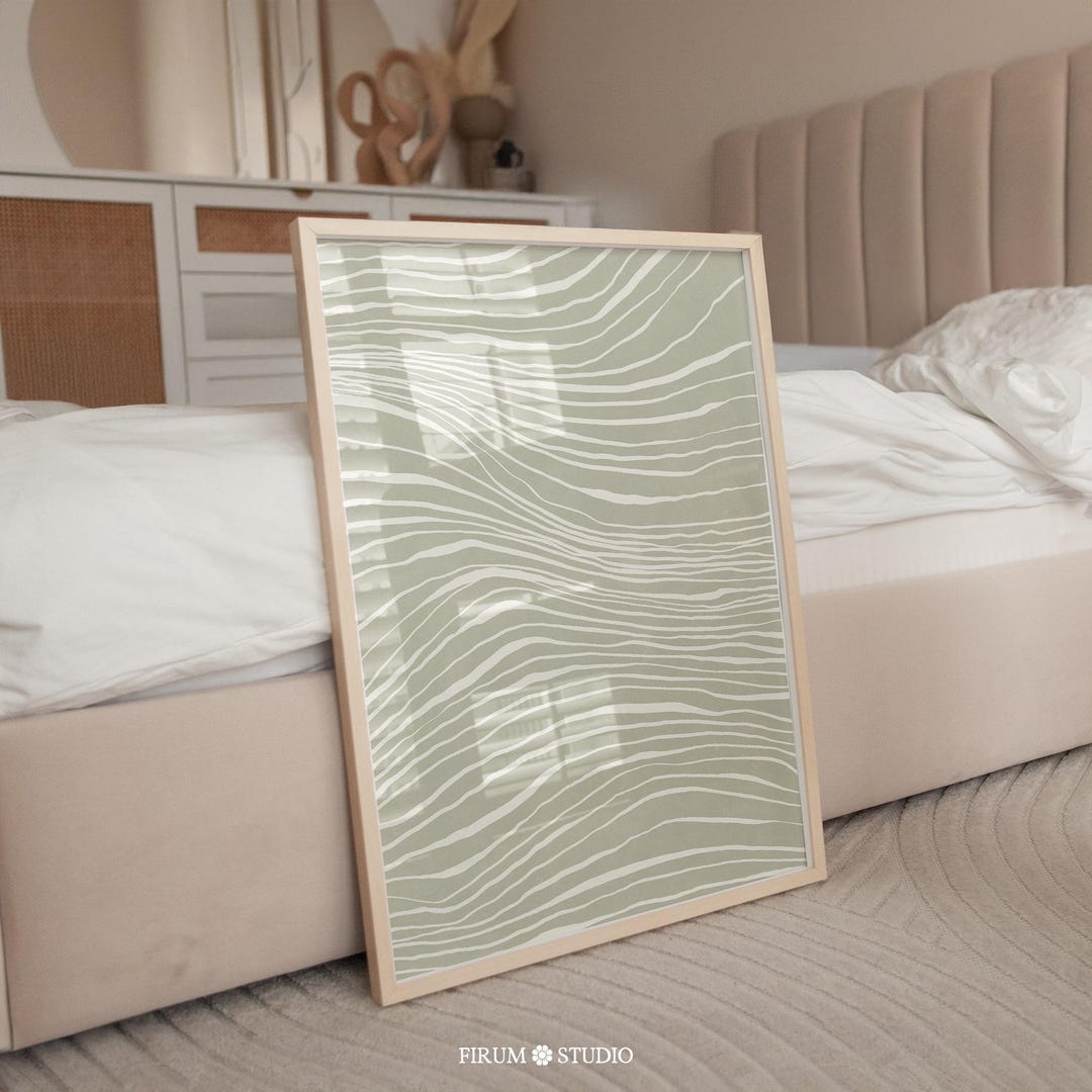 Sage Green Abstract Line Art, Minimalist Lines Art, Digital Download ...