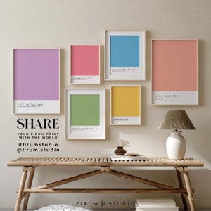 Bright Wall Art Set, 6 Piece Wall Art, Colour Block Art Set, Digital ...