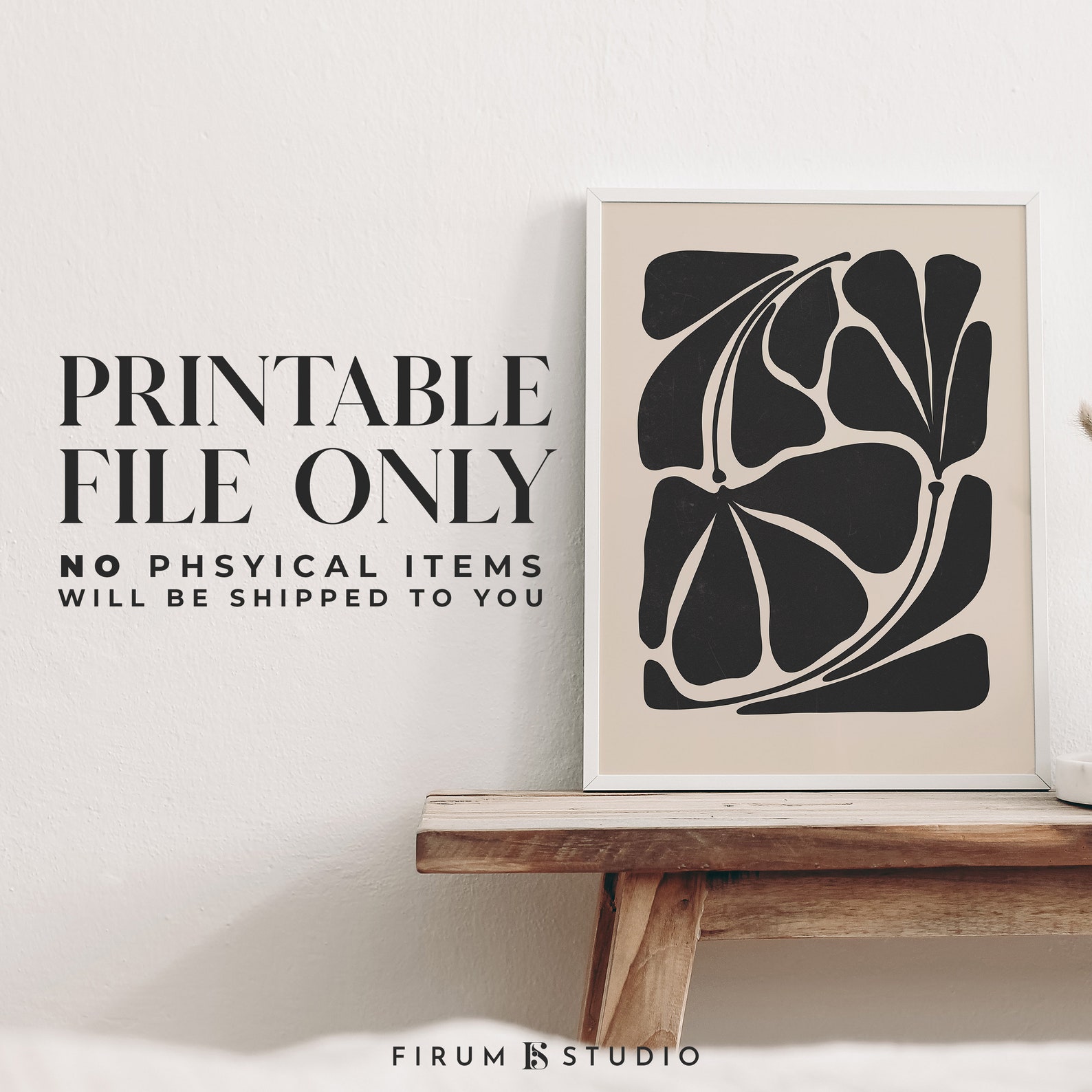 Abstract Plant Art Beige Black Wall Art Printable Wall Art - Etsy