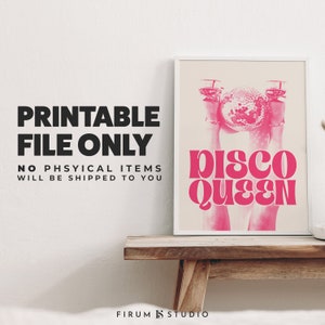 Disco Queen Pink Wall Art Printable Poster Disco Ball Print - Etsy