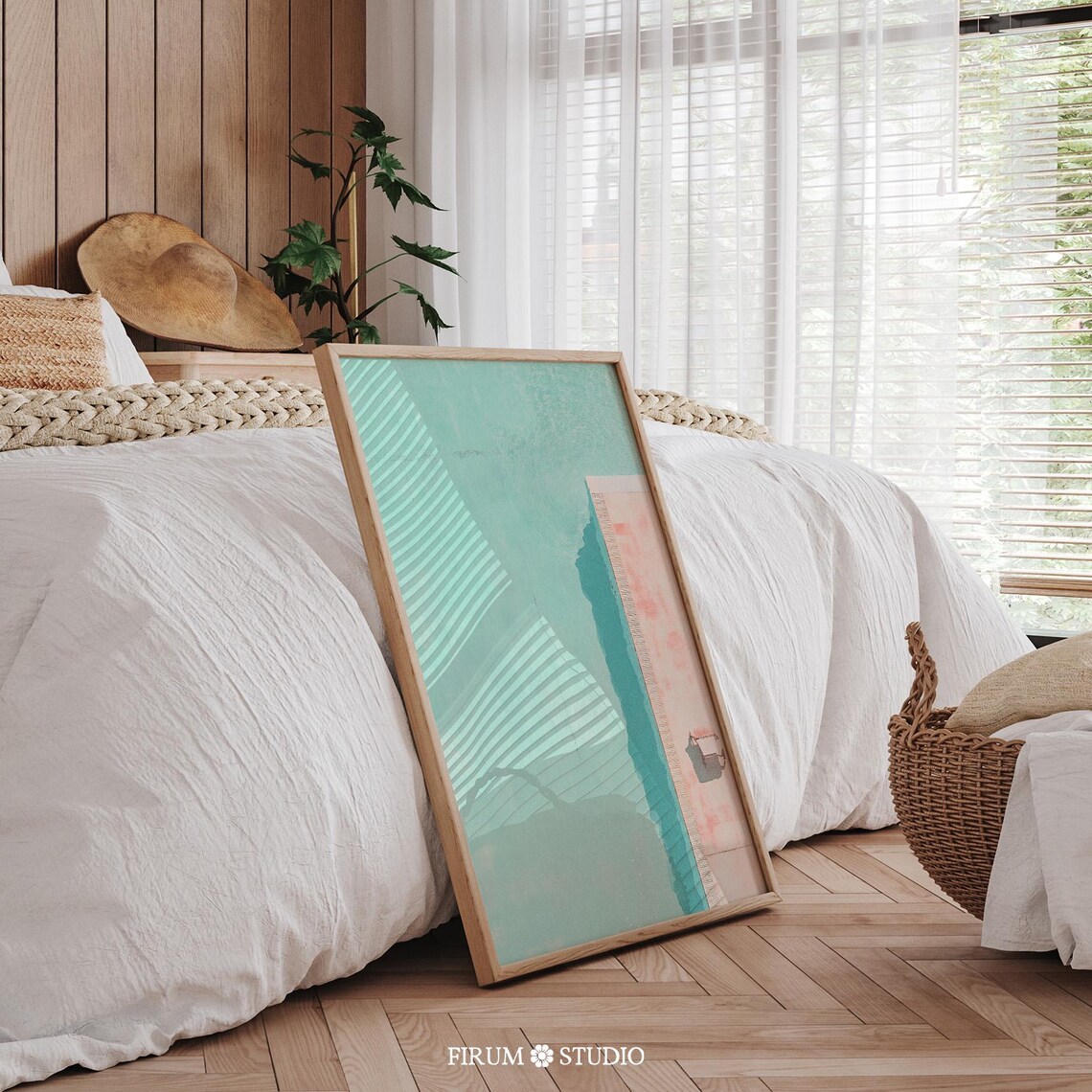 Minimalist Poolside Wall Art Printable, Pastel Summer Lounge Decor for ...