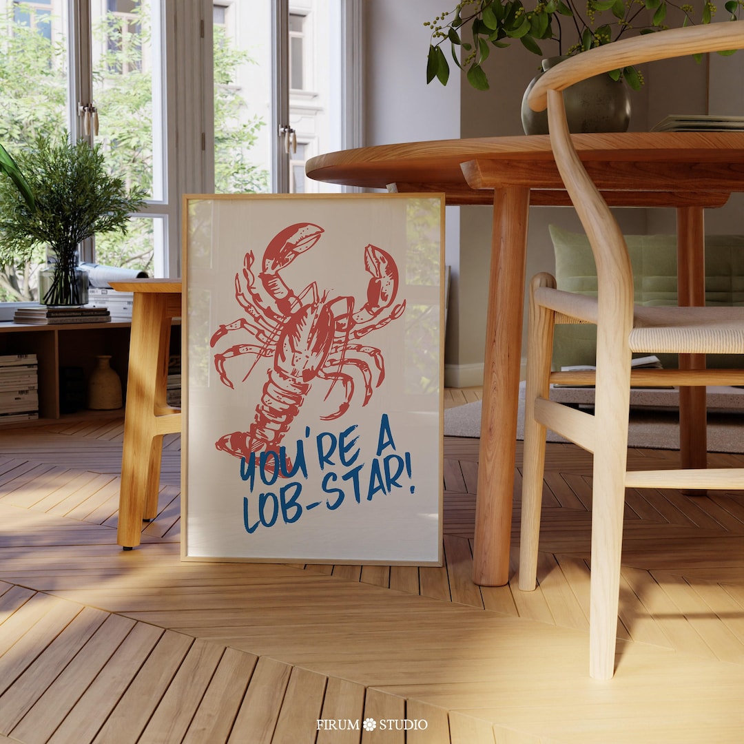 You're a Lob-star Printable Food Poster, Lobster Digital Print Download ...