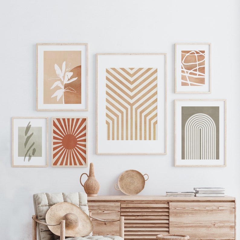 Set of 6 Boho Earth Tones Wall Art Instant Download Abstract - Etsy