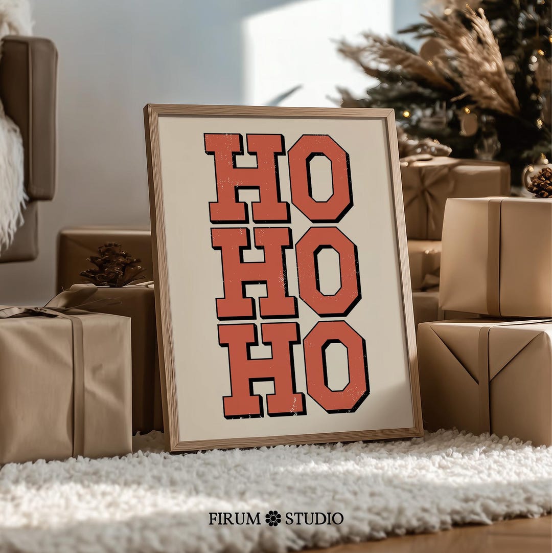 Ho Ho Ho Printable Christmas Wall Art, Modern Holiday Typography Decor ...