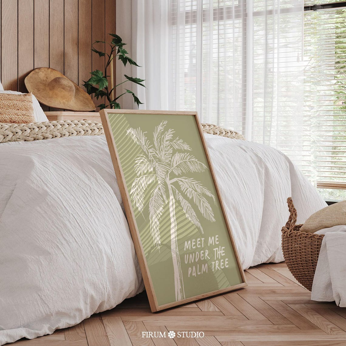 Meet Me Under the Palm Tree Digital Art Download, Sage Green Tropical ...