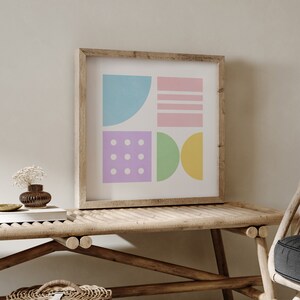 Geometric Shapes, Danish Pastel Decor, Bauhaus Poster, Mid Century ...